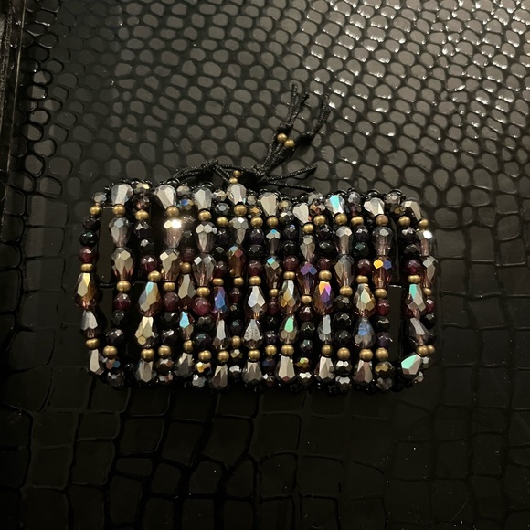 Jewelry | Black Beaded Bracelet With Pull String Closure | Poshmark